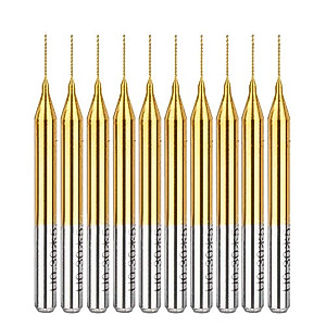 10Pcs 0.2mm Tip Micro Drill Bits 1/8 Inch Shank TiN Coated Carbide PCB Drill Bits