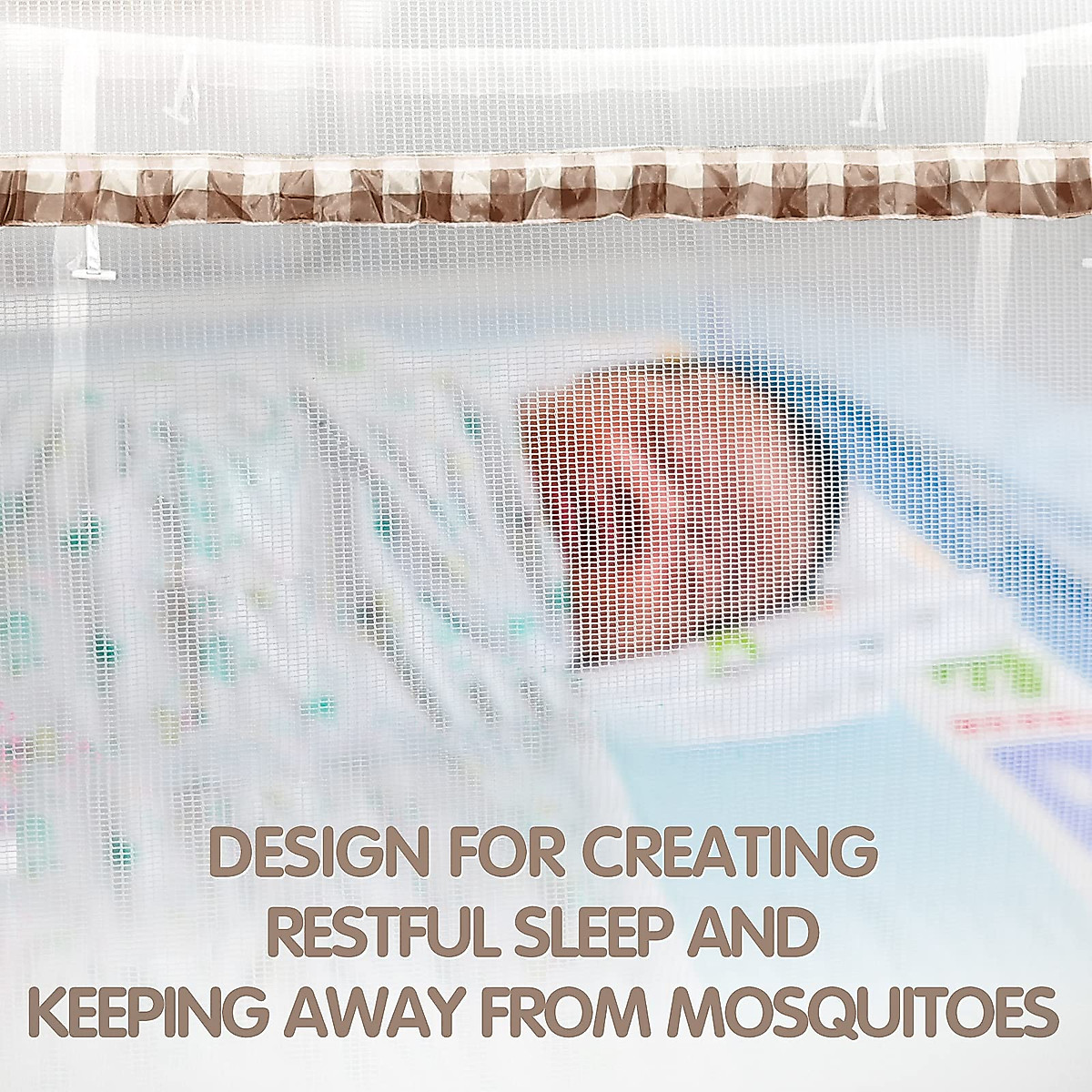 Portable Travel Folding Net with Bottom, Bed Canopy, Breathable Crib for Children Baby Toddlers Kids Reading Playing (Light Brown,200 x 180 x 150 cm)