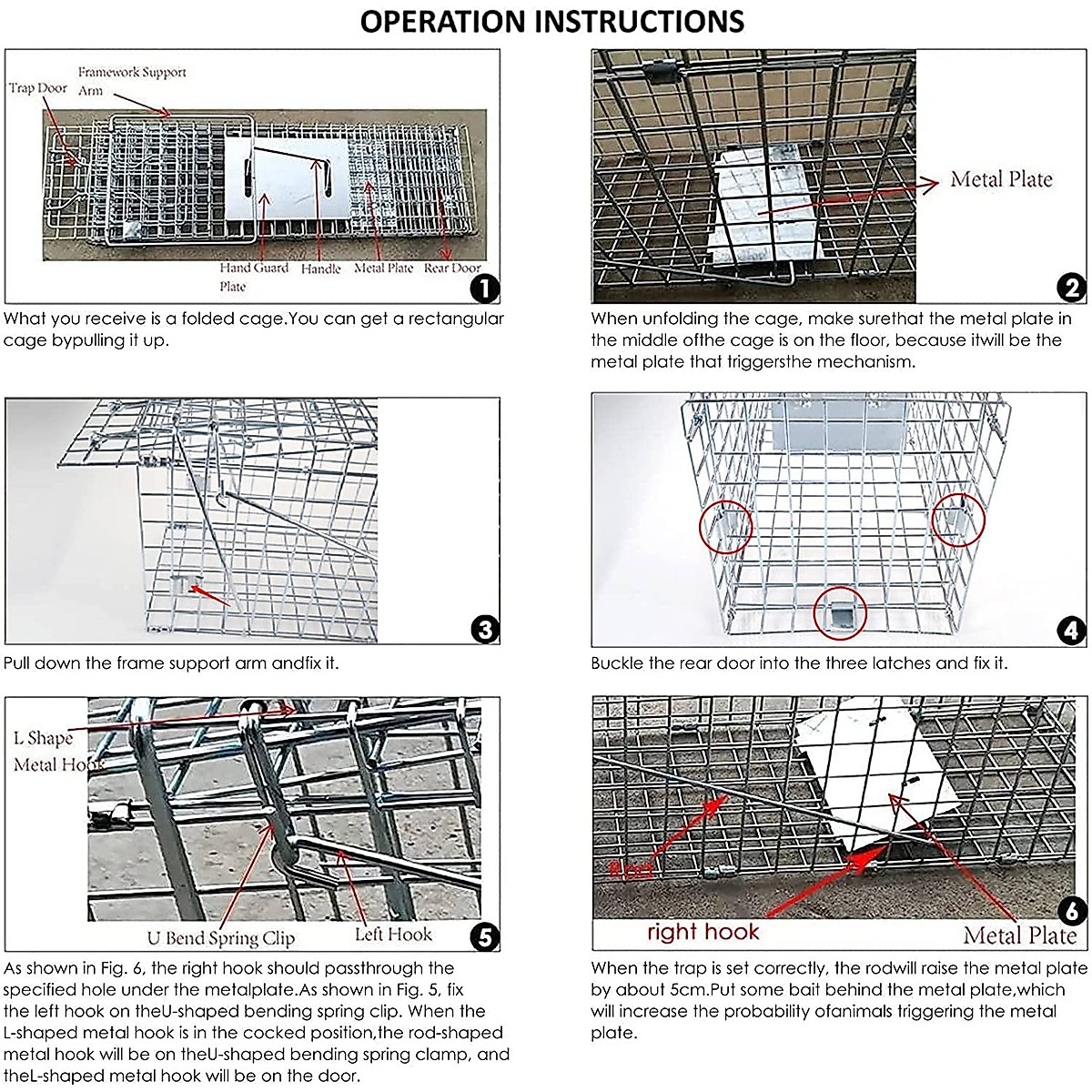 Large Animal Trap for Adult Cat, Rabbit Groundhog Squirrel Raccoon Mole Gopher Chicken Opossum Skunk Chipmunk, 32inch Live Traps for Animals Outdoor Indoor Collapsible Steel Release Animal Cage