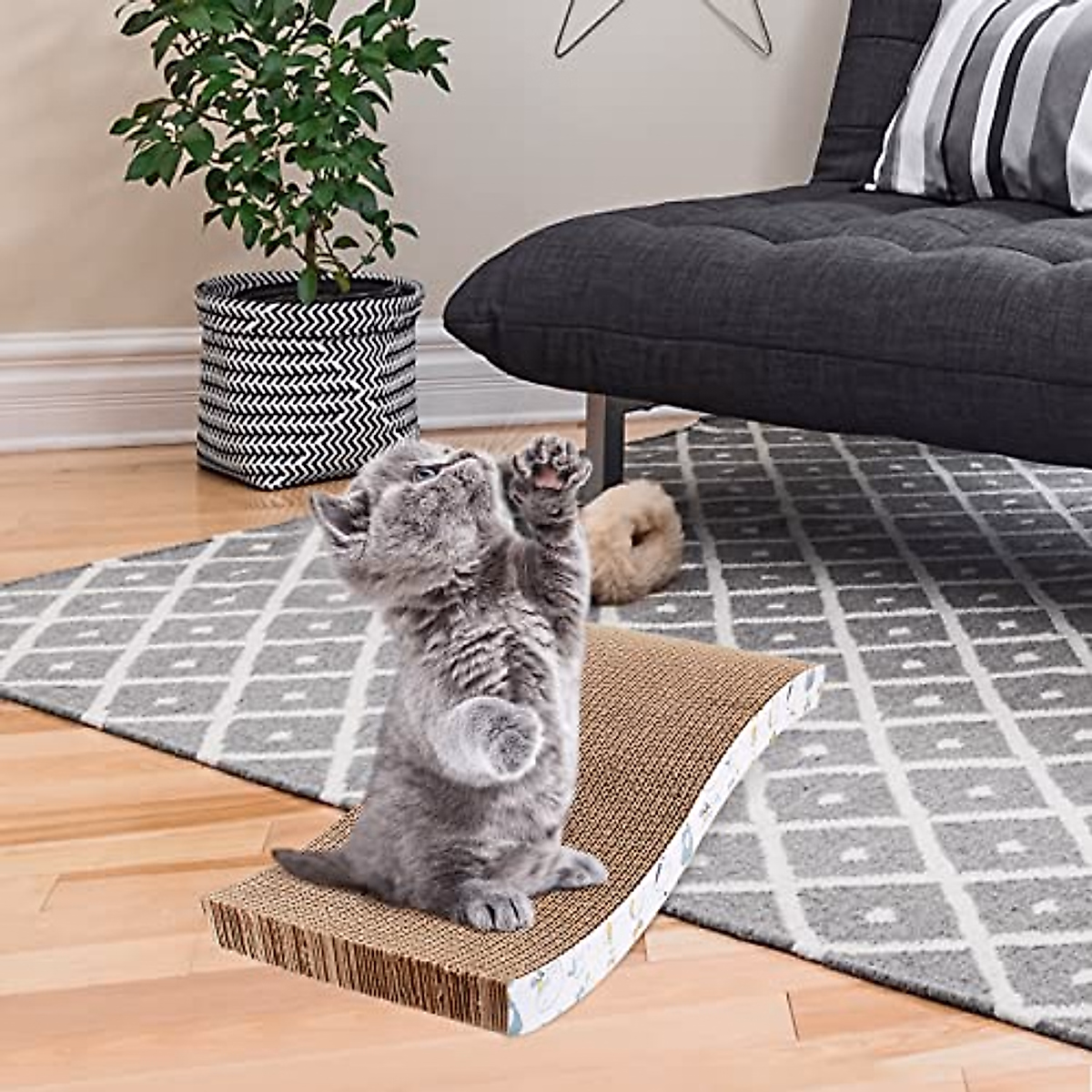Cardboard Scratcher Pad, 2 Pcs Cat Scratchers for Indoor Cats Grinding Claw and Tooth Board Cat Scratcher Cardboard Cat Scratching Board