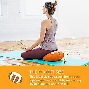 Sol Living Zafu Meditation Cushion Round Yoga Pillow Floor Cushions Lotus Sitting Pose Premium Cotton Bolster Meditation Pillow Pouf - Yoga Meditation Accessories - 15" x 15" x 7" - Tango