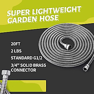 Garden Hose to Utility Sink Faucet - 20ft Extension Water Pipe Indoor/Outdoor Watering Plants Pet Dog Rinsing, Lightweight Shower Hose Extra Long for Handheld, Bathroom/Tub/Yard Cleaning, Car Washing