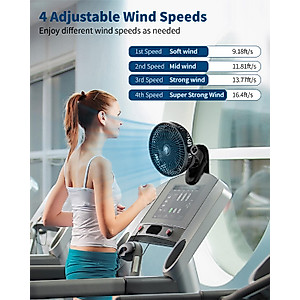 JOJOZOO 10000mAh Rechargeable Portable Fan, 8 inch Battery Operated Fan, Clip on Fan with 4 speed & 30 Hours Work Time, USB Car Fan, Sturdy Clamp for home Golf Cart Stroller Camping Outdoor Travel