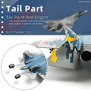 NUOTIE Sukhoi SU-57 Felon 1/72 Diecast Metal Aircraft Model Kit Russian Fifth Generation Fighter Alloy Pre-Build Military Airplane for Adults Enthusiasts Collections or Gift