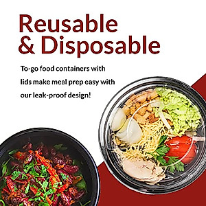 Reli. Meal Prep Container Bowls, 24 oz. | 50 Pack | Round Meal Prep Containers with Lids | Reusable 24 oz Bowls/Food Containers | Microwavable Bowls with Lids, Black Food Storage Containers | Black