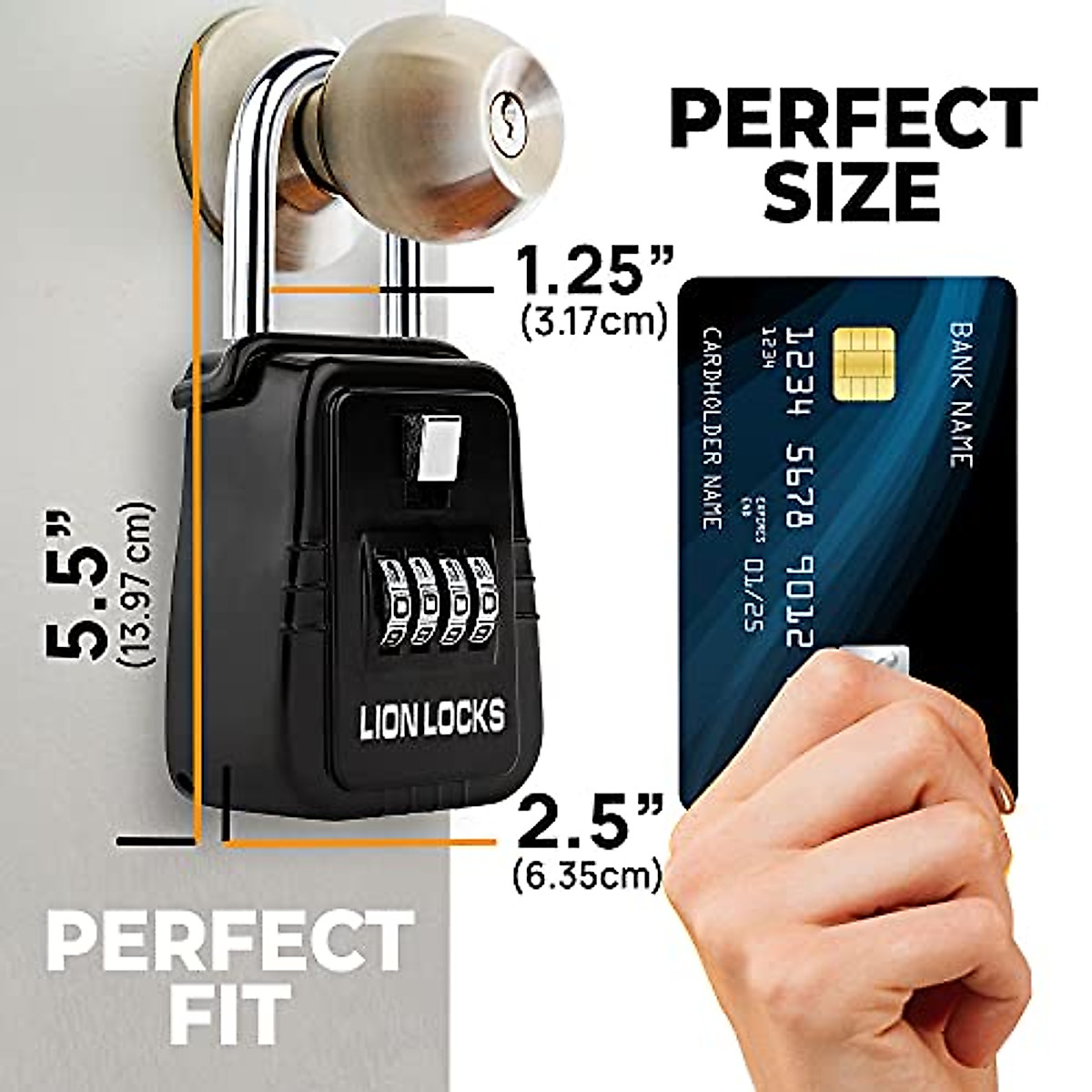 Lion Locks 1500 Key Storage Lockbox, Set-Your-Own Code Lock Portable Key Holder, Rust-Proof, Secure Outdoor Key Safe, Hide-a-Key Safe Box Lock Box, Airbnb, Construction (2-Pack/Black)