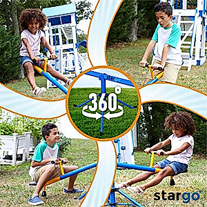 360 Swivel Spinning Seesaw for Kids, Teeter Totter with Adjustable Frame 46-70”, Indoor or Outdoor Playground Equipment