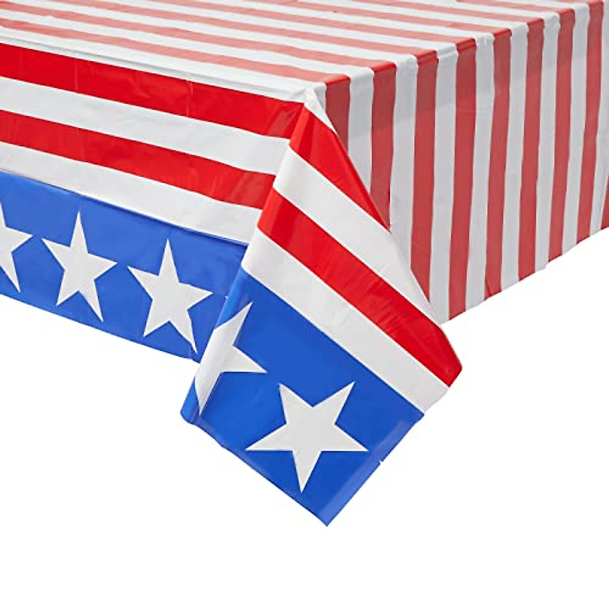 3 Pack American Flag Plastic Table Covers for Independence Day, Patriotic 4th of July Party Decorations (54 x 108 In)