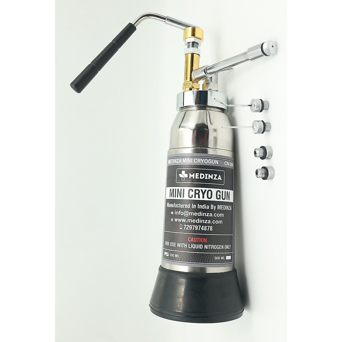 MEDINZA Mini Cryo Can For Dermatology Empty Cryo Liquid Nitrogen Sprayer With Different 5 Probes and Carry Bag