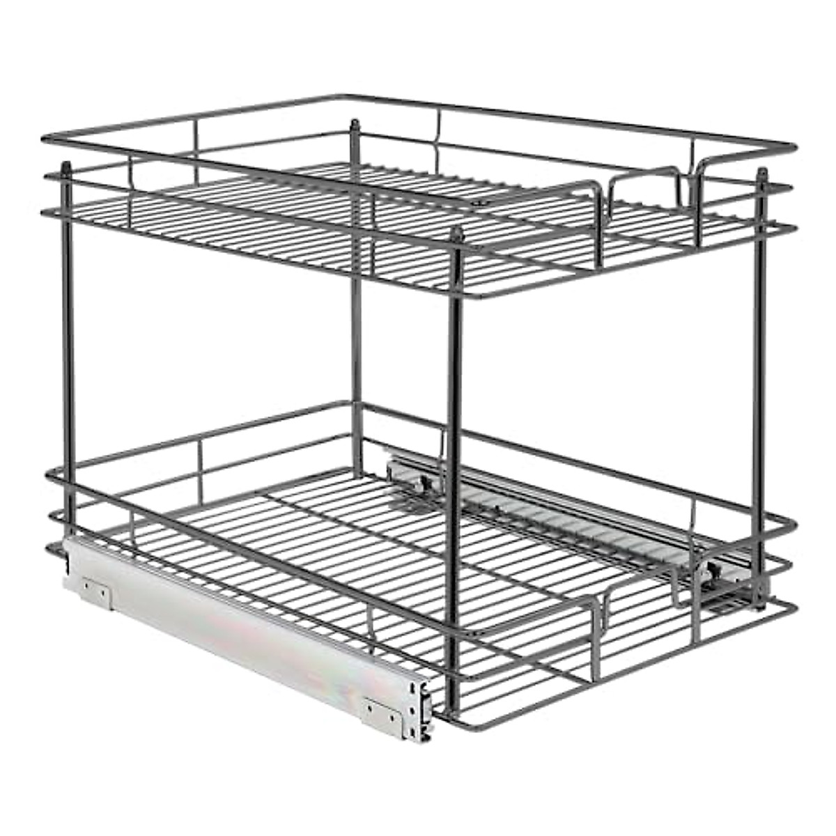 JAJADAH 2-Tier Cabinet Pull Out Shelves, Pull Out Cabinet Organizer, Kitchen Cabinet Organizer for Bathroom/Laundry Room & Kitchen (13.5" X 21.5" - Gray)
