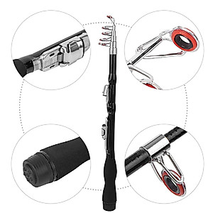 Telescopic Fishing Pole,Fishing Rod,Portable Ultra Short Telescopic Fishing Rod Long Throw Super Hard Glass Fiber Fishing Pole(1.2m/3.9ft)