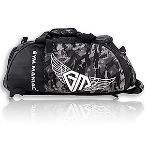 Gym Maniac Gym Bag with Shoe Compartment for Men and Women - Versatile Design Doubles as a Duffle, Backpack, Overnight and Crossbody - Workout Gear and Sports Accessories - Football, Cheer, Wrestling
