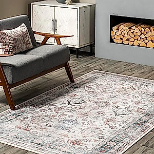 nuLOOM Bex Faded Stain-Resistant Machine Washable Area Rug, 8x10, Ivory Multi