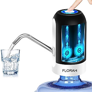 5 Gallon Water Bottle Dispenser, USB Charging Water Bottle Pump, Portable Water Dispenser Pump for Camping Water Bottle Switch for Universal 5 Gallon Bottle (Black)