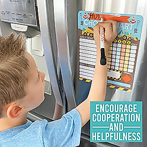 Construction Kids Chore Chart Magnetic, Reward Chart for Kids, Good Behavior Chart for Kids at Home, My Responsibility Chart for Kid, Magnetic Reward Chart for kids Behavior, Chore Chart for One Child