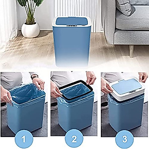 AIOMEST Inductive Trash Can, Touchless Infrared Garbage Bin Automatic Waste Basket Touch Free for Kitchen Home Office Bedroom 3.7 Gallon (14L)