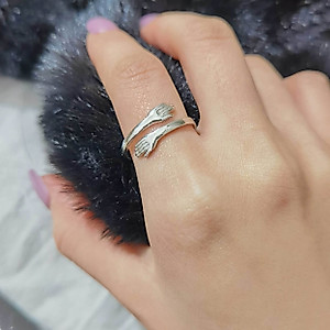 EBAT Simple Dainty Hug Ring Promise Rings for Couples Mens Women's Men Her Thumb Women Adjustable Sterling Silver Cute Teen Girls Aesthetic Personalized Engraved Custom Name