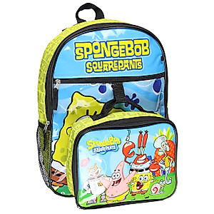 Nickelodeon SpongeBob SquarePants Characters Squidward Patrick Mr. Krabs Sandy Plankton Gary 5 PC Backpack Lunchbox Icepack Water Bottle