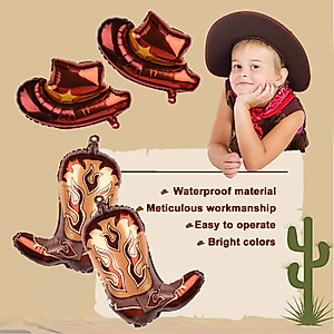 8pcs Western Themed Party Balloons, Large Cowgirl Boots Hats Foil Balloon Cowboy Party Decorations for Cowboy Theme Party Birthday Baby Shower Supplies Decorations