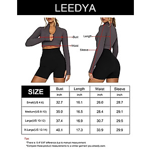 LEEDYA Women's Long Sleeve Workout Shirts Half Zip Pullover Sweatshirt Athletic Cropped Top Running Shirt Black S