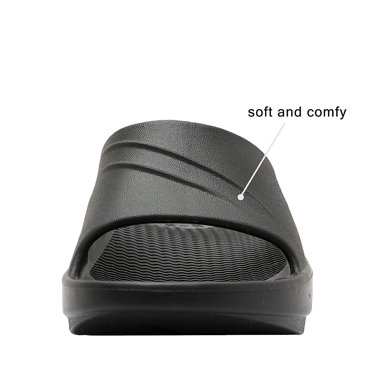 KOCOTA Men's and Womens Arch Support Recovery Slide Sandals Black 10-11 Women/8-9 Men.