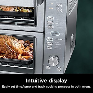 Ninja Double Stack XL Countertop Oven & Air Fryer, 12-in-1, Flexdoor, FlavorSeal, SMART FINISH with DualZone Technology, Countertop Oven, Air Fryer, Bake, Broil, Reheat, Pizza, Stainless Steel, DCT601