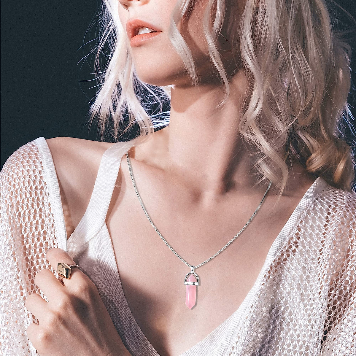 Paffartt 8Pcs Crystal Necklace for Women Men Healing Energy Crystal Pendant Gemstones Necklace Red Agate Amethyst Carnelian Crystal Necklaces Natural Quartz Jewelry