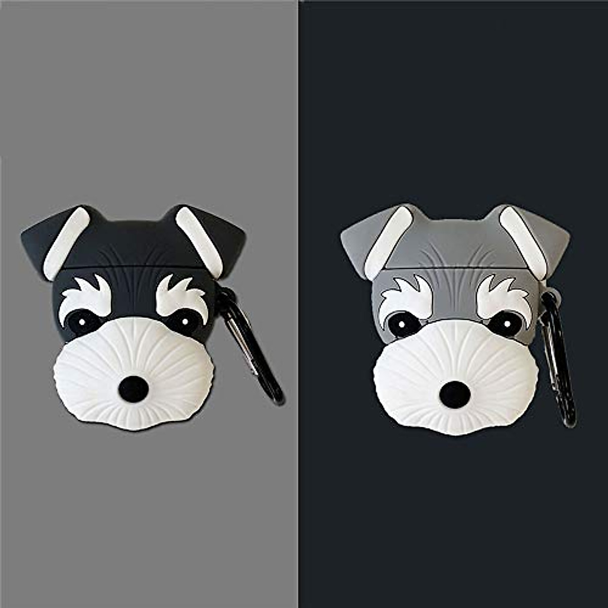 Rertnocnf Compatible with Earbuds Case Airpods 1 & 2, Cute Cartoon Animal Schnauzer Design Wireless Earphone Soft Silicone Anti-Scratch Shockproof Protector Black