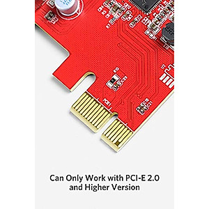 Inateck PCI-e to USB 3.0 (4 Ports) PCI Express Card and 15-Pin Power Connector, Red