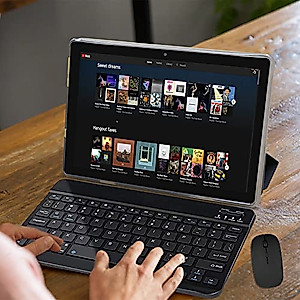 NOVOJOY Tablet 10.1 Inch Android 11 OS, 2 in 1 Tablets, 64GB ROM+4GB RAM, 8MP Camera, Quad Core Processor, 6000mAh Battery, 1280 * 800 FHD, Include Keyboard, Mouse, Case, Stylus, Tempered Film