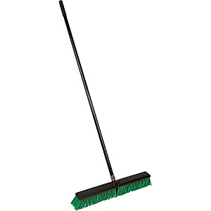Tidy Tools 24'' Push Broom Outdoor with Long Handle Wide Stiff Bristles Heavy-Duty Brush Commercial Shop Broom for Cleaning Garage Kitchen Patio Bathroom Deck Concrete Wood Stone Tile Floor, Green