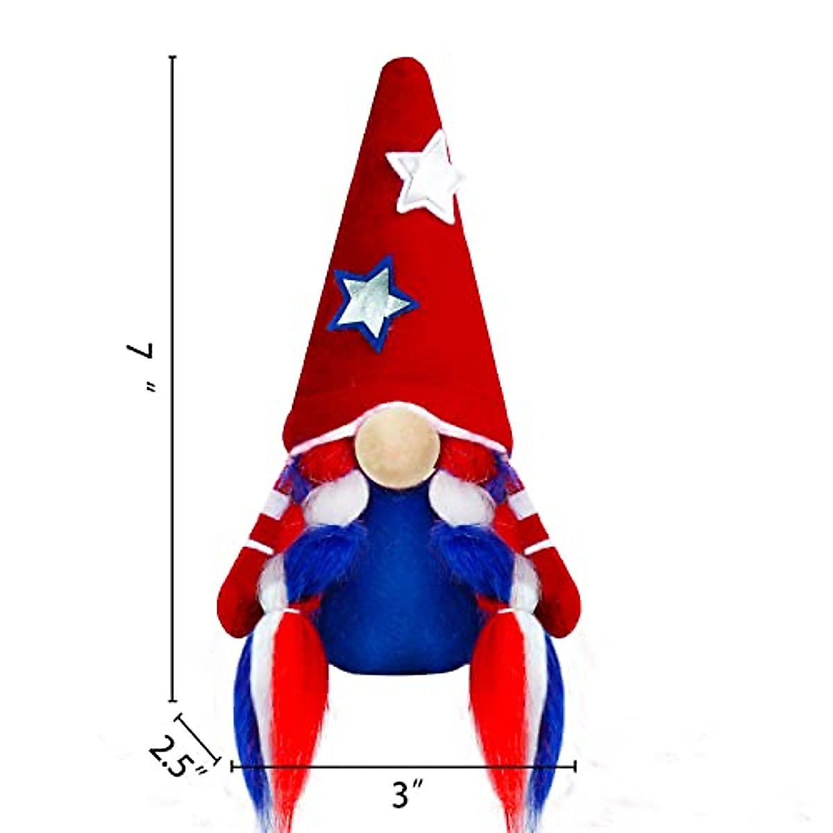 4th of July Patriotic Gnome Plush Elf Ornament 2Pcs Handmade Gnome Plush American Couple Scandinavian Tomte 4th of July Veterans Day Memorial Day Gift Independence Day Table Decorations Tray Ornament