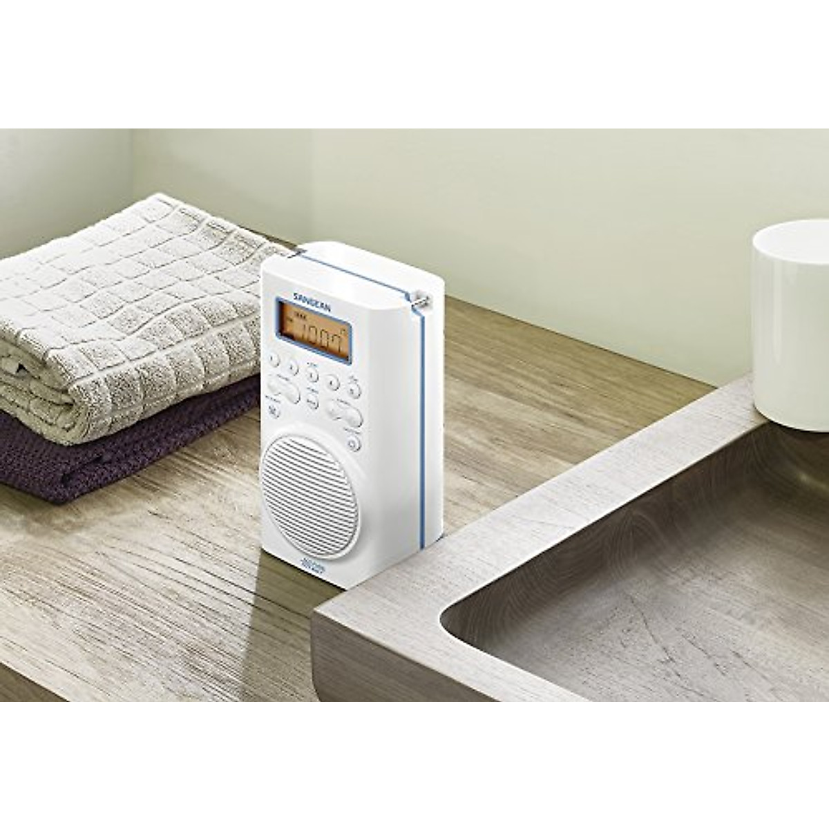 Sangean H205 AM/FM Weather Alert Waterproof Shower Radio White