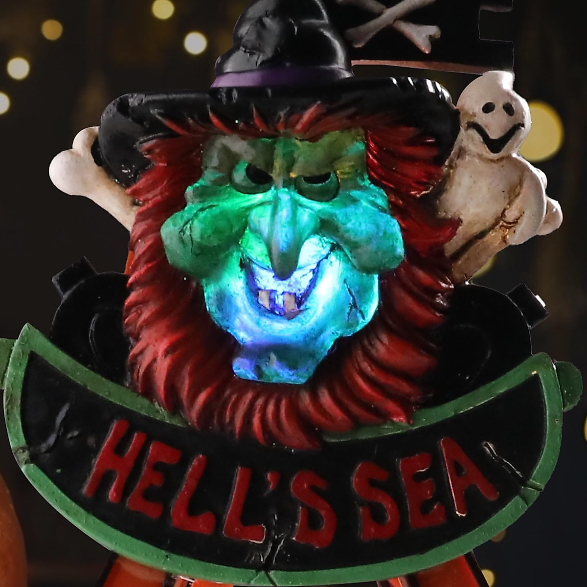 Chonsun Halloween Decoration Indoor Village House - Halloween Village Set Bumper Cars Pumpkin Skeleton Ghost Halloween Table Figurines with Motion and Creepy Laughter USB Powered Home Decor