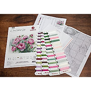 Luca-S Cross Stitch Kit The Charm of Peonies, Counted Cross Stitch Kit for Adults, Embroidery Kit, B7019