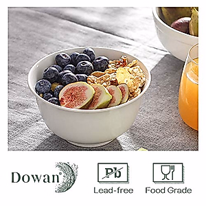 DOWAN 37 OZ Ceramic Soup Bowls & Cereal Bowls - White Bowls Set of 4 for Kitchen - Serving Bowls for Cereal, Soup, Oatmeal, Rice, Pasta, Salad, Fruit - Dishwasher & Microwave Safe