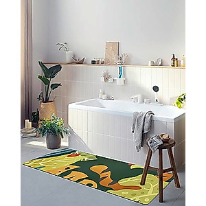 Fall Leaves Bath Mat for Tub,Non Slip Bathroom Floor Runner Rug Quick Dry & Absorbent Diatomaceous Earth Shower Sink Kitchen Doormat,Abstract Middle Century Plant Leaf Aesthetics Art Decor 18"x60"