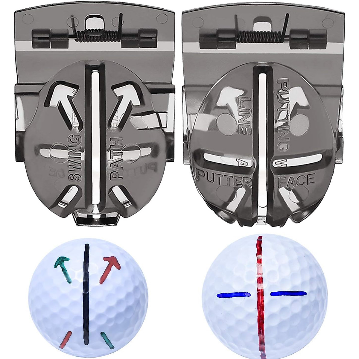 CUALFEC Golf Ball Line Drawing Marker Golf Ball Liner Golf Ball Marking Tool Kit (8 Pack)