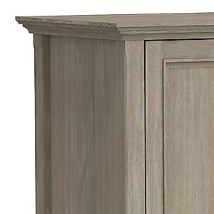 SIMPLIHOME Amherst SOLID WOOD 72 Inch Wide Transitional TV Media Stand in Distressed Grey for TVs up to 80 Inch, For the Living Room and Entertainment Center