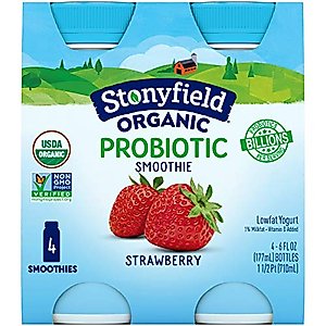 Stonyfield Organic, Low Fat Strawberry Smoothie, 6 oz, 4 Count