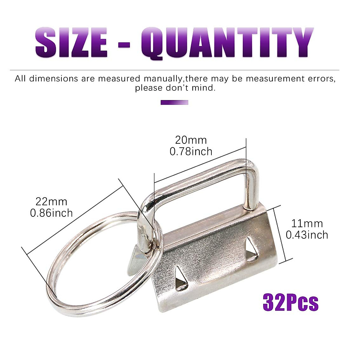 Swpeet 32 Sets 1" 25mm Sliver Fob Hardware with 1Pcs Key Fob Pliers, Glass Running Pliers Tools with Flat Jaws, Studio Running Pliers Attach Rubber Tips Perfect for Key Fob Hardware Install