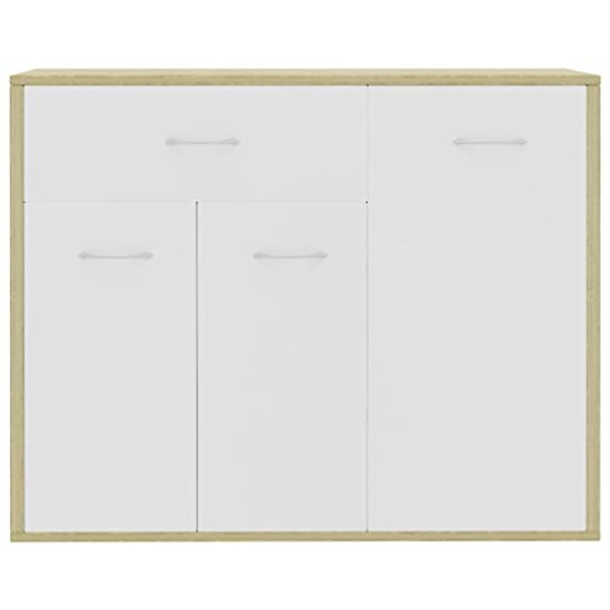 Homvdxl Sideboard Buffet Cabinet, Wide Kitchen Storage Cabinet with Drawer and 3 Doors, Buffets Table for Bar, Dining Room, Hallway, Cupboard Console Table, Accent Cabinet (White+Brown)