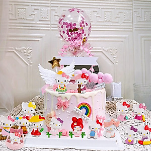 24Pcs Cute Kitty Cat Cake Topper Figurines, Cartoon Cupcake Toppers Figure Toys, Party Supplies Birthday Cake Decoration