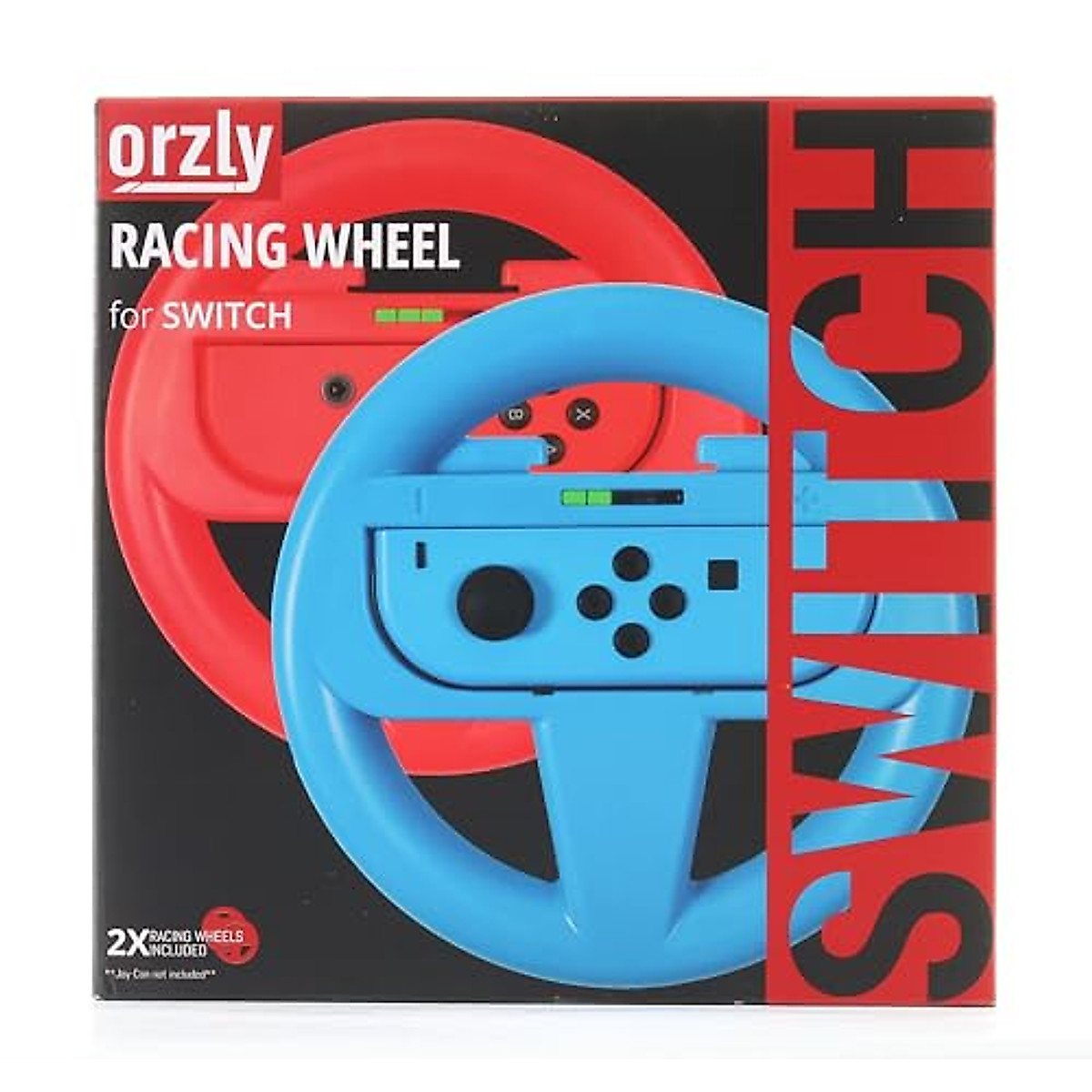 Orzly Steering Wheels for Nintendo Switch & OLED Console JoyCons, Racing Wheels for Mario Kart 8 Deluxe [Mariokart Switch Steering Wheel Joycon Controller Attachment Accessories]-Twin Pack [2X Black]
