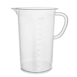 EISCO Plastic Pitcher, 2000mL (2L) - Molded Graduations - Chemical Resistant & Autoclavable Polypropylene - Measuring Jug