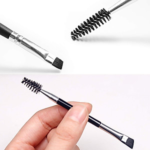 GreenLife 3Pcs Professional Eyelash Comb lash brush Duo Eyelash Brush Curlers Double-Ended Dual Eyebrow Brush Mascara Spoolie Separator Angled Brow Brush Steel Makeup Grooming Tool