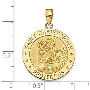 Diamond2Deal 14k Yellow Gold Saint Christopher Medal Pendant Fine Jewelry for Women