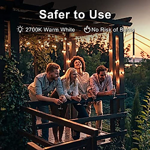 TJOY Solar String Lights Outdoor Patio Lights, 50ft Solar Powered Waterproof String Lights, 2700K Warm White Hanging Lights with 12pcs Shatterproof S14 E12 Bulbs for Patio, Backyard, Porch, Outdoors