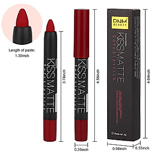 evpct 3Pcs Dark Ruby Deep Red Matte Lipstick and Lip Crayon Sticks Liner Pencil Set Red Matte Lip Liner and Liquid Stay on Lipstick 10&11&18
