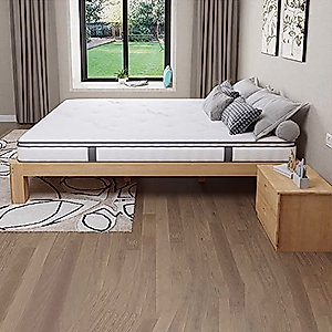 LITFAD Scandinavian Bed Frame Platform Bed Solid Wood Standard Bed Wooden Slats (No Box Spring Needed) - California King, Single Bed